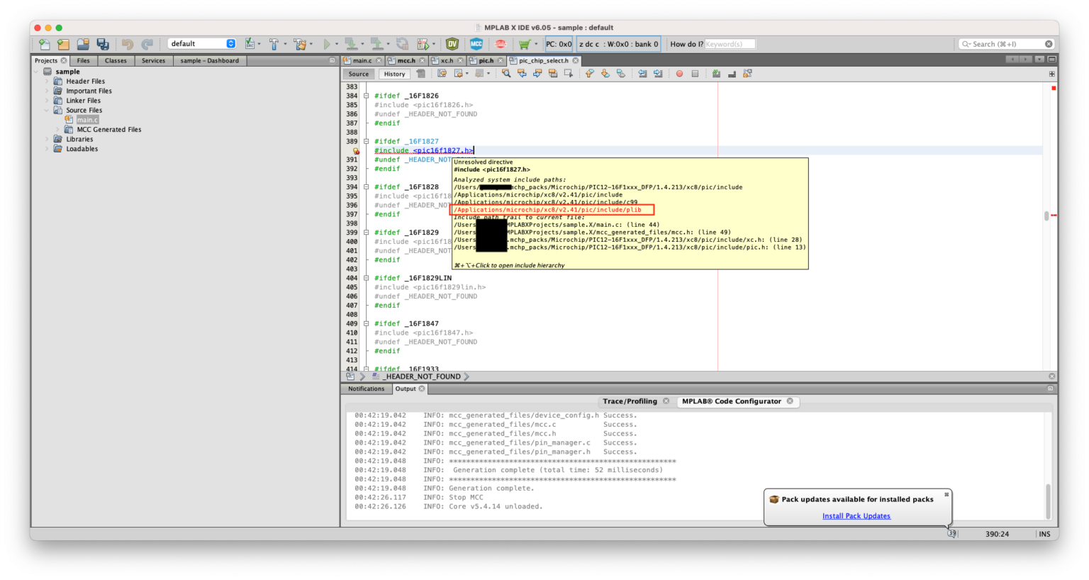 MPLAB X IDE unable to resolve identifier 解決方法 - ゆるキャリエンジニア日誌